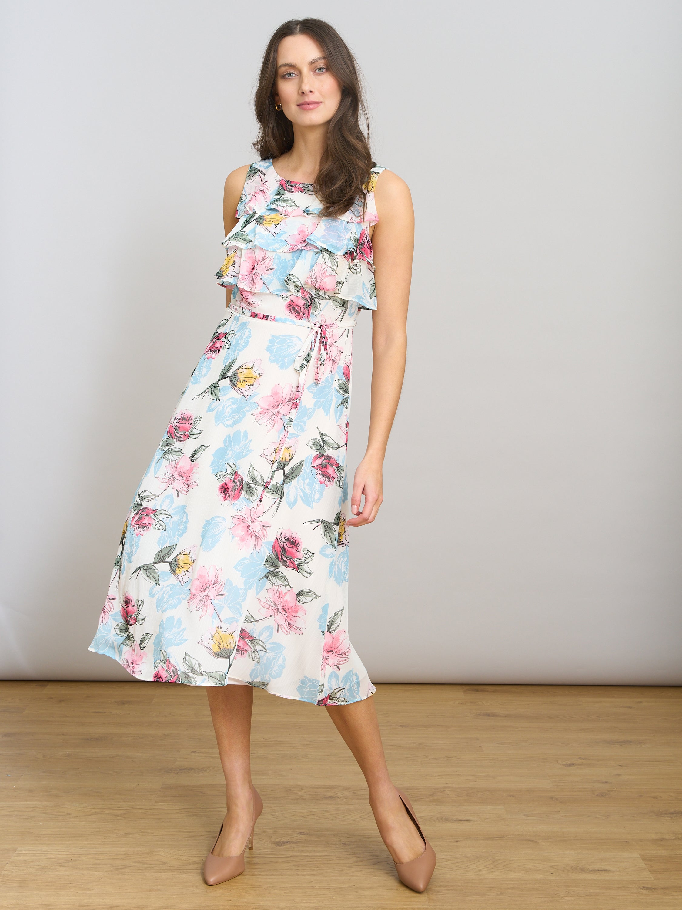 Tulisa Sleeveless Floral Midi Dress – Gina Bacconi