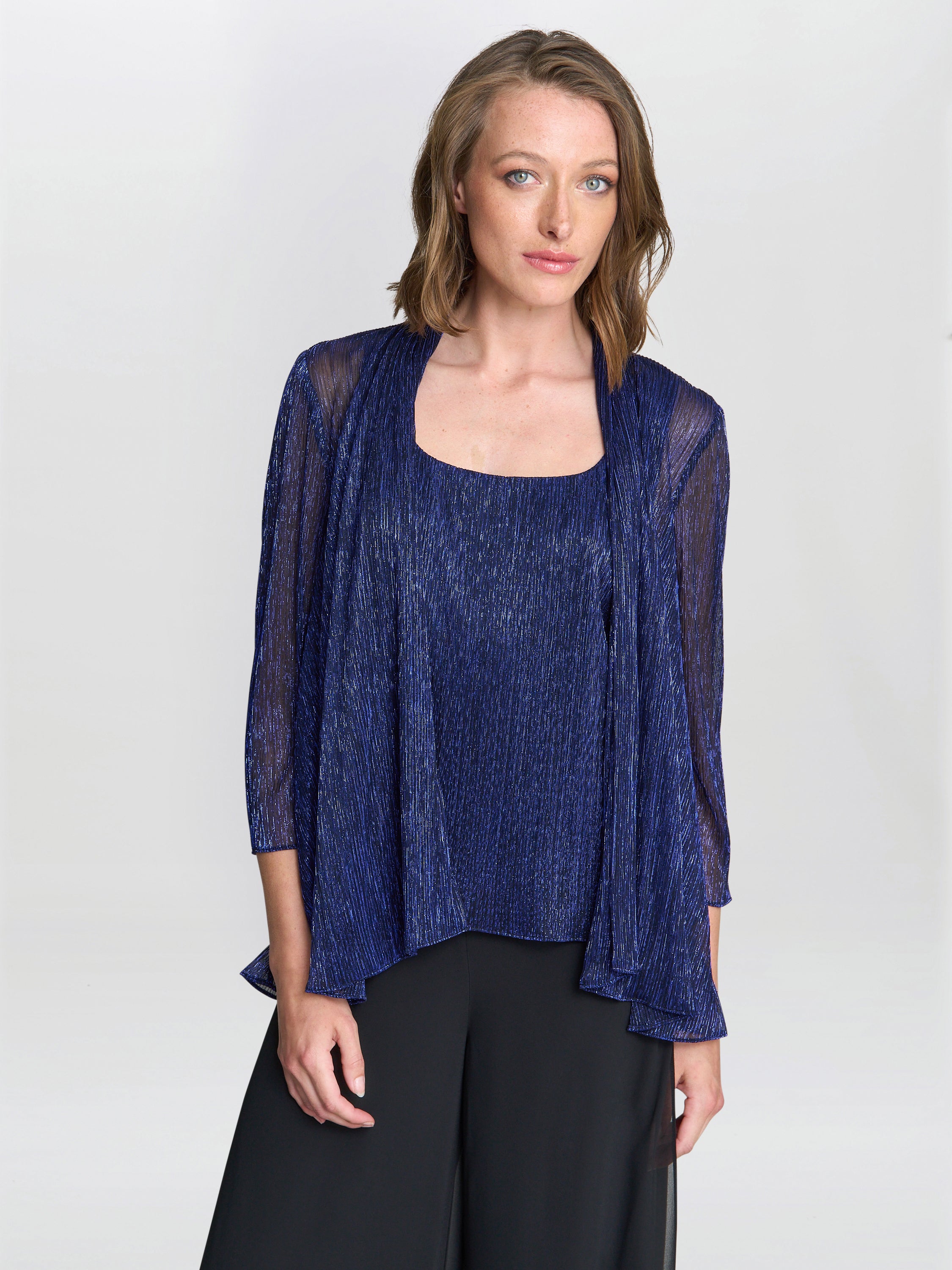 Kyler Metallic Top And Jacket Set – Gina Bacconi